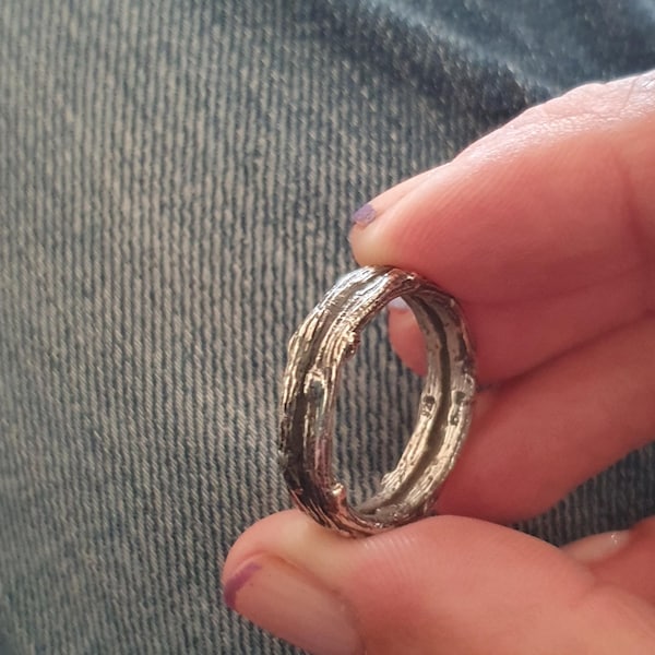 Matching Twig Wedding Bands, Tree Branch Rings, Sterling Silver Promise ...