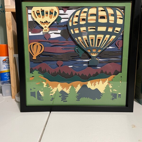 Air Balloons Shadow Box Files, Paper Cut Light Box Template Files ...