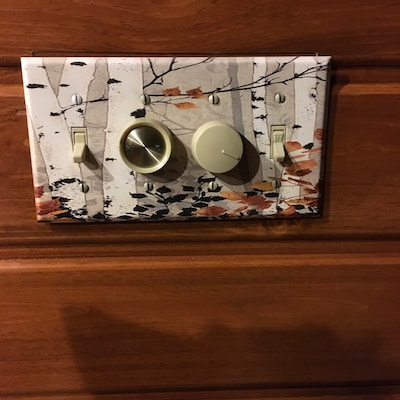 Birch Tree Switch Plate Rustic Woods Tree Decor Cabin Decor Metal Light ...