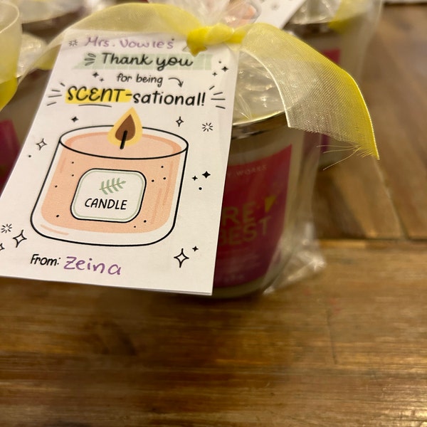 Thank You for Being Scent-sational Candle Gift Tag Printable Editable ...
