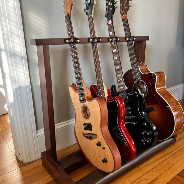 Leather & Wood Upright Custom Guitar Rack Guitar Stand - Etsy