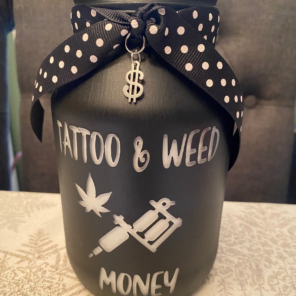 Tattoo Fund Painted Mason Jar, Tattoo Fund, Tattoo Fund Bank, Bank ...