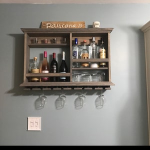 Mini Bar Red mahogany stain wine rack 3'x2' liquor | Etsy