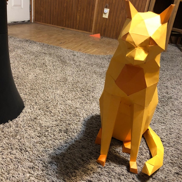 Sitting Cat Papercraft. You Get a SVG and PDF Digital File Templates ...