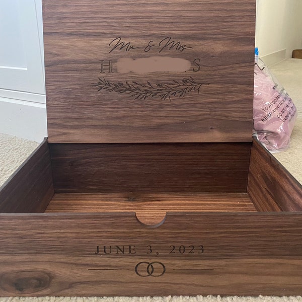 Wedding, Engagement Gift for Couples - Wedding Card Box, Custom Wooden ...