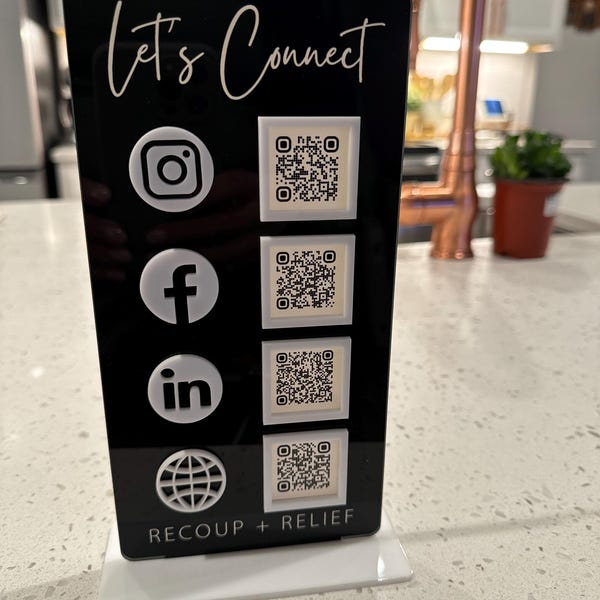 Social Media Sign, QR Code Sign, 3 Icons & QR Codes, SIZE 6x6 Inches - Etsy