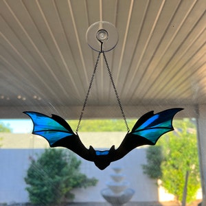 Stained Glass Bat Decor Halloween Bat Stained Glass Window Hangings ...