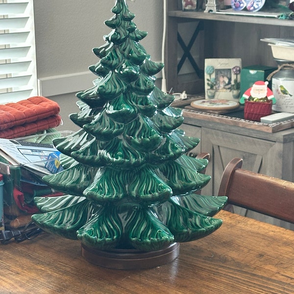 Wood Ceramic Christmas Tree Base With Light - Etsy