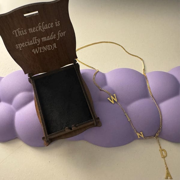 Gold Plated Lariat Name Necklace With Curb Chain, Y Necklace ...