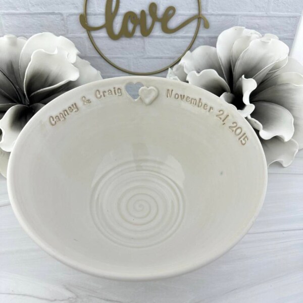 Personalized Bride and Groom Wedding Name Bowl, Custom Wedding Pottery ...
