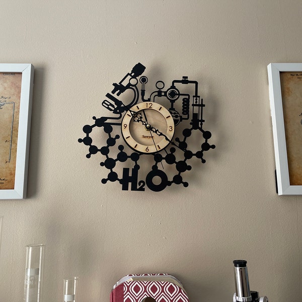 CUSTOM Science Clock- Engraved Science Gift With Name or Phrase of Your ...