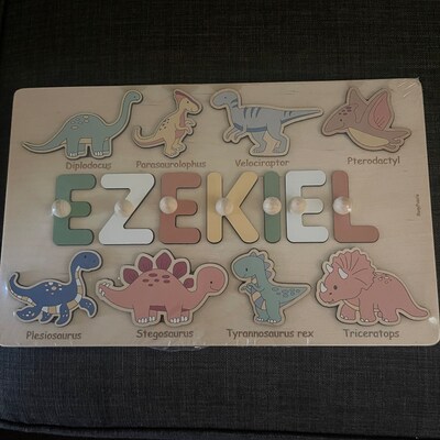 Dinosaur Name Puzzle Dinosaur First Birthday Gift Dinosaur Nursery ...