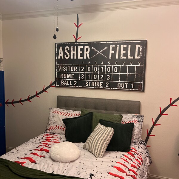 Custom Baseball Scoreboard Sign Vintage Game Room Decor Man Cave Decor ...