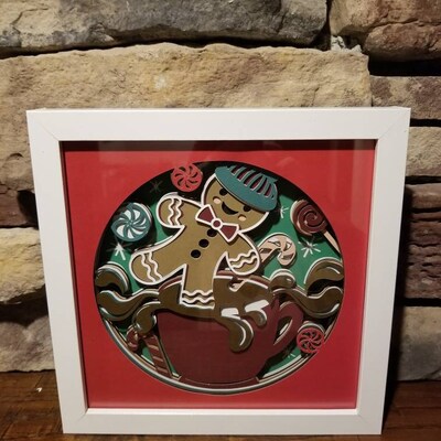 Gingerbread Shadow Box Svg, Shadow Box Svg, Christmas Shadow Box Svg ...