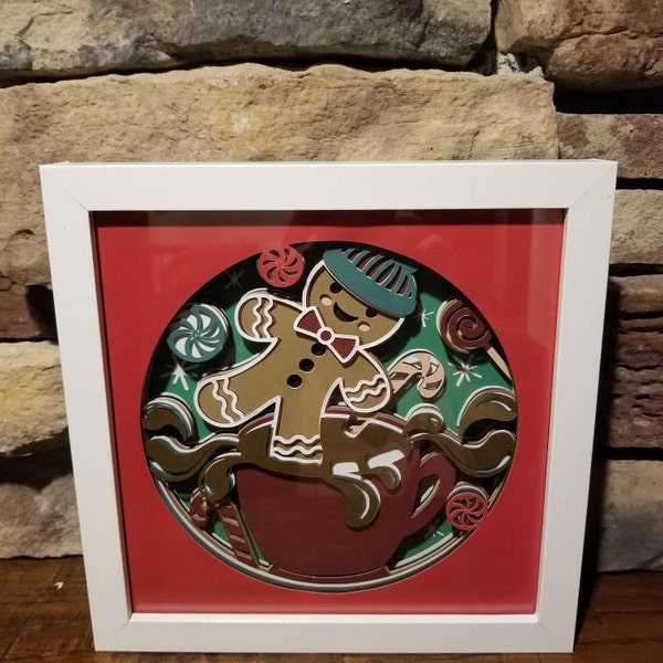 Gingerbread Shadow Box Svg, Shadow Box Svg, Christmas Shadow Box Svg ...