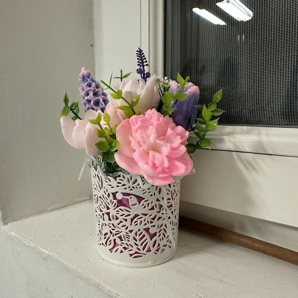 Extra Large Soap Flower Bouquet in Pink Gift Box – Handmade Natural ...