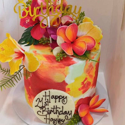 Wedding Cake Topper Anthurium Pink Orchid 4 Piece Tropical Cake Flowers ...