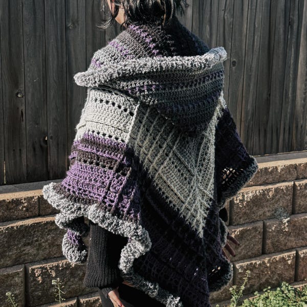 Nova Hooded Triangle Shawl Crochet Pattern, PDF Crochet Winter Hooded ...