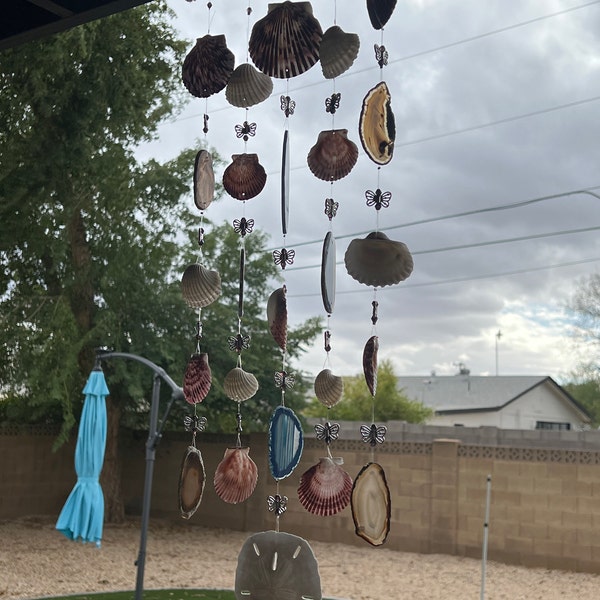 Driftwood Seashell Wind Chimes, Sea Shell Wind Chimes, Wind Chimes, Sun ...