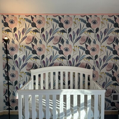 Madelyn Flowers Wallpaper, Removable Peel and Stick Wallpaper ...