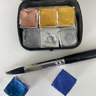 Vintage Silver, Metallic, Shimmering, Handmade Watercolor Paint for ...