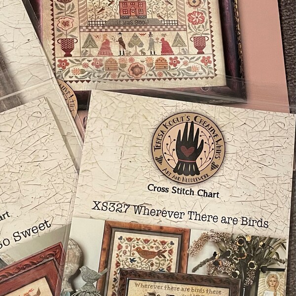 Counted Cross Stitch Pattern, Wherever There Are Birds, Flower Motif, Bird Motif, Hope, Verse ...