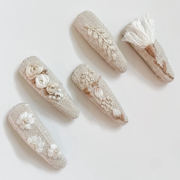 Hair Clips Embroidery Pattern + Video Tutorial, Beginner Embroidery PDF ...