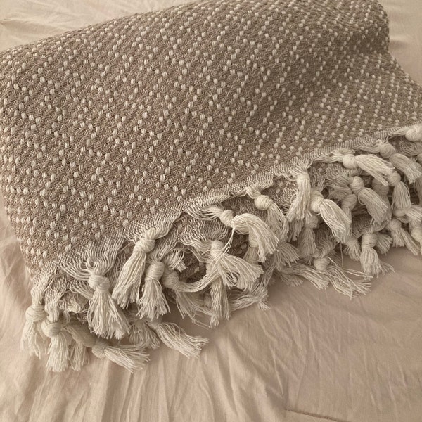 Turkish Bedspread,turkish Blanket,bed Cover,79"x87",beige Blanket ...
