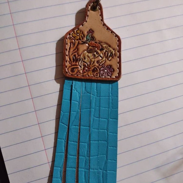 Personalizable Leather Saddle Feathers, Handmade Leather Feather Keychain, Boho Western Saddle ...