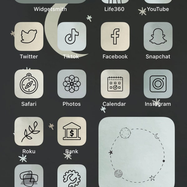Ios Icons Moon | iPhone Icons Ios 14 Aesthetic App Icon Stars Ios ...