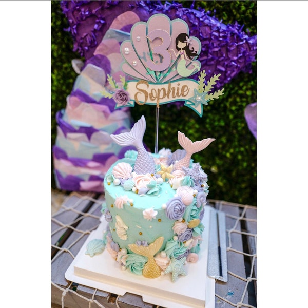 Mermaid 1st Birthday Banner, Mermaid Cake Topper, Mermaid Decorations ...
