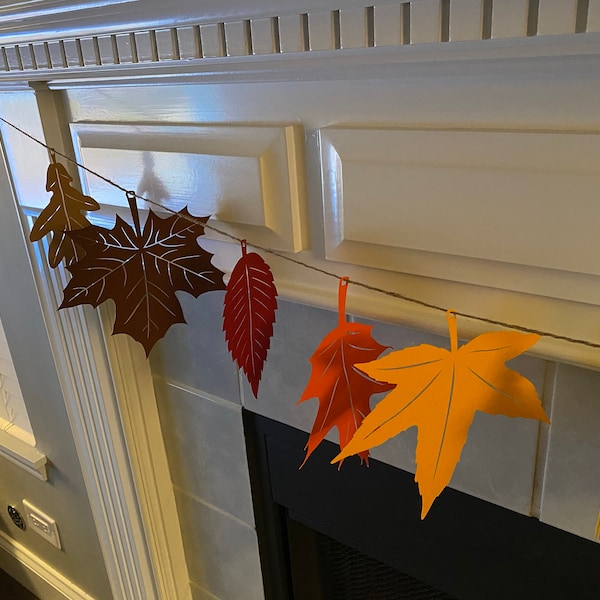 Autumn Leaves Garland Paper Leaf Bunting in Autumnal Colours. Eco ...