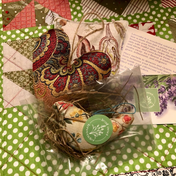 Lavender Heart Sachet Antique Grain Sack French Country Decor Hanging ...
