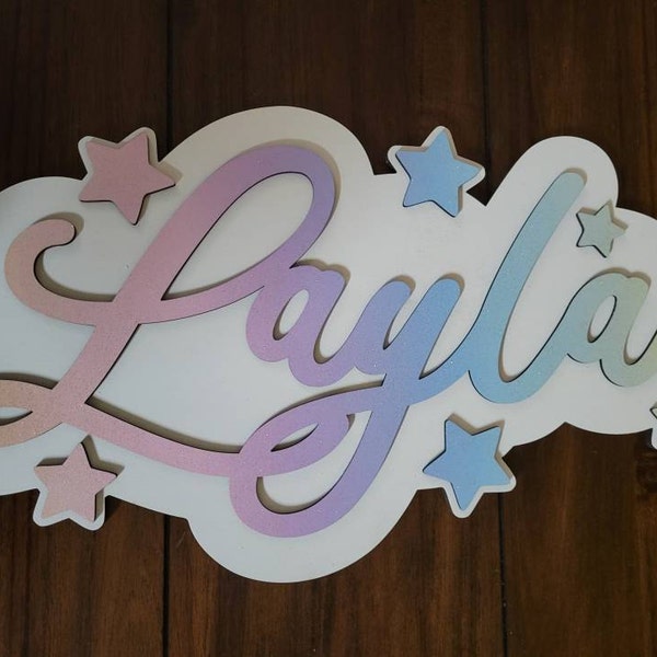 Cute Wooden Sign With Custom Name - Personalized Letters With Star ...