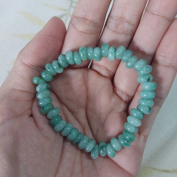 Dainty Grade A Burmese Icy Jadeite Jade Beaded Bracelet, Grade A Burma ...