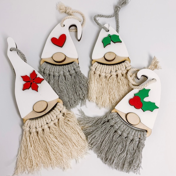 Gnome Macrame Beard Ornaments! 5 Different Gnomes With Extras! Gift ...