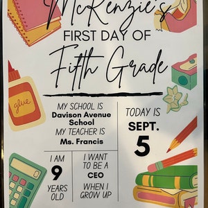 First Day of School Sign, Back to School Sign, Canva Back to School ...