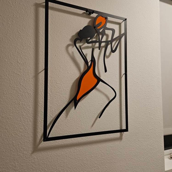 Colorful Tango Metal Wall Art: Minimalist Dance Sign, Dancer Couple ...