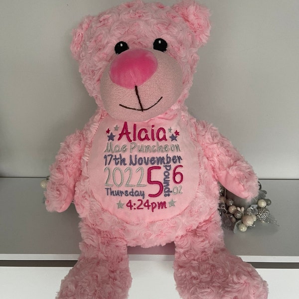 Personalised Teddy Bear, Embroidered Baby Teddy, New Baby Gift, Full ...