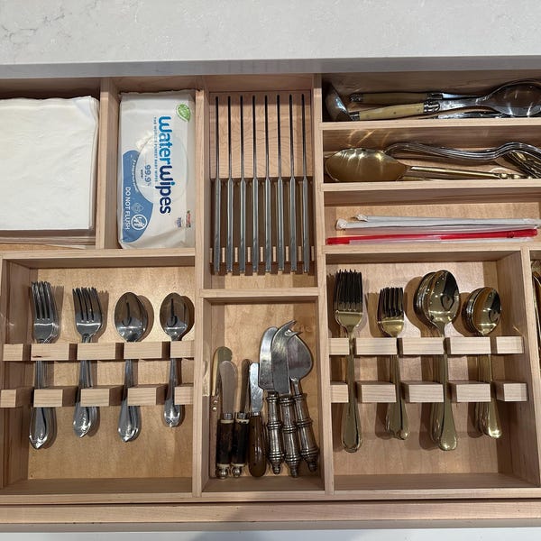 Custom Kitchen Drawer Organizer With Individual Cut Outs for Utensils ...