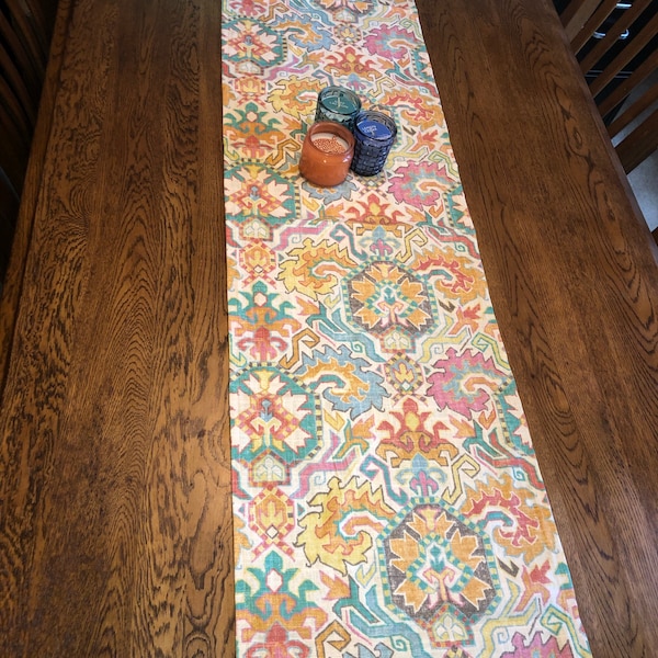 Modern Blue Teal Gold Table Runner, Entryway Dresser Buffet Moroccan ...