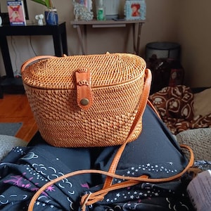 Trapeze Rattan Bag Bali Bag Straw Bag Woven Summer Bag Boho Bag Rattan Purse for Women Gift for ...
