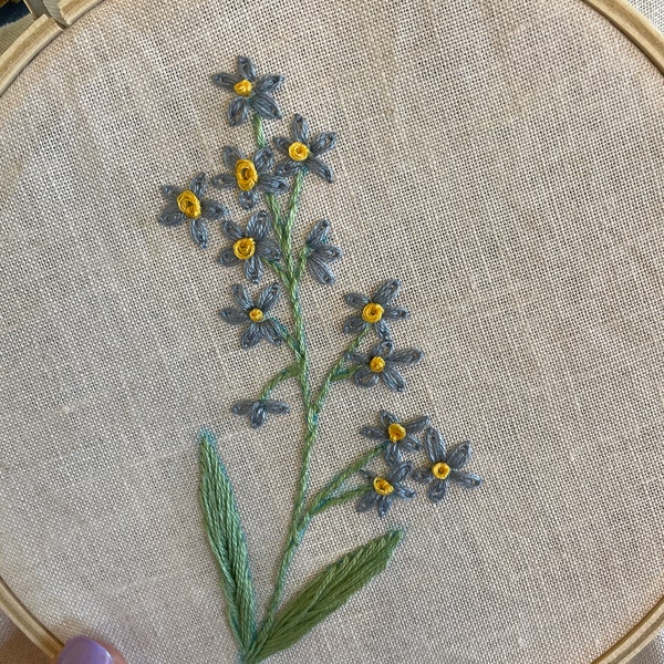 Forget Me Not Hand Embroidery Pattern: Wildflower DIY (PDF Guide) - Etsy