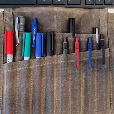 Roll up Mini Pencil Case, Pen Roll, Waxed Canvas and Leather, 12 ...