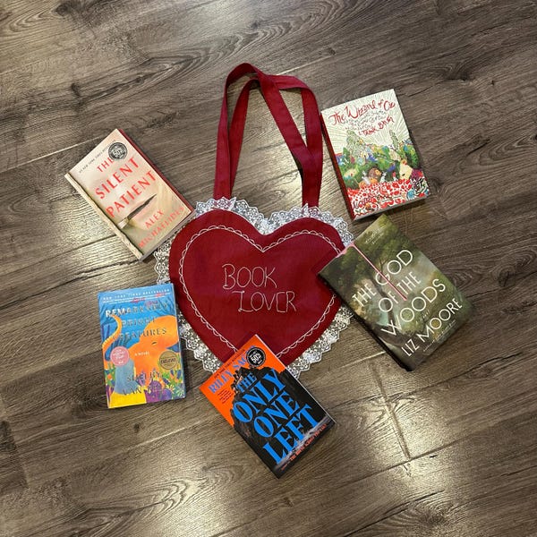 Heart Shaped Tote Bag, Book Lover Gift, Red Tote Bag, Hand Embroidered ...
