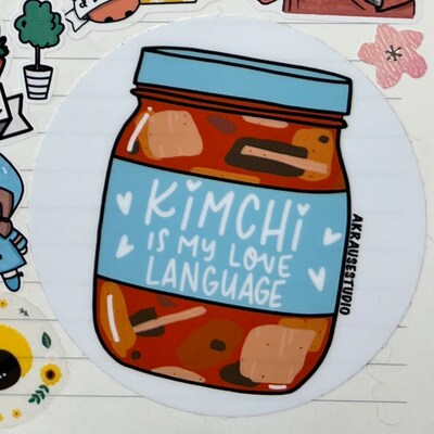 Fueled by Kimchi Vinyl Sticker, Korean Kimchi Illustration Stickers ...