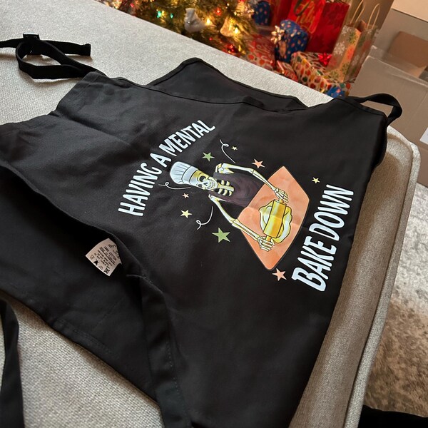 Having a Mental Bake Down Apron, Skeleton Chef Apron, Gift for Baker ...