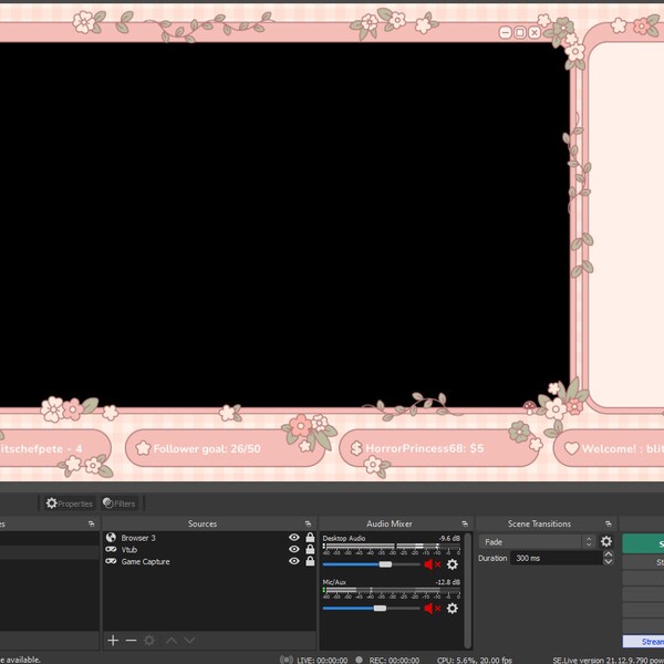 Cottagecore Stream Overlay Set for Twitch / Cozy Floral Kawaii / Forest ...