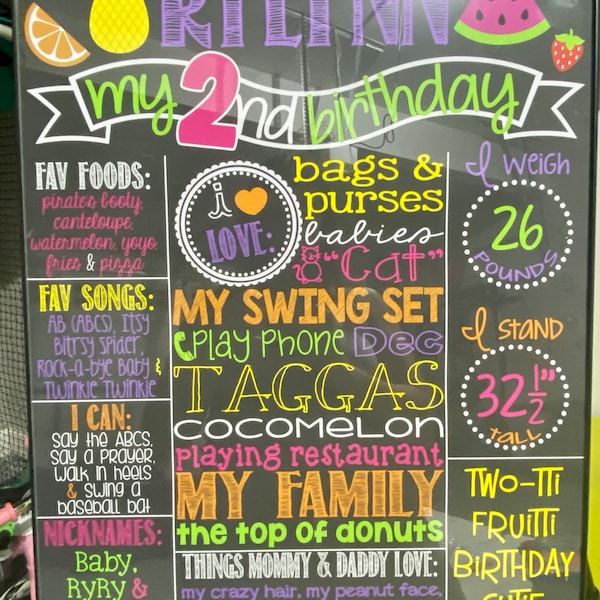 Chevron Pink First Birthday Chalkboard Poster Girl 1st Birthday Chalk ...