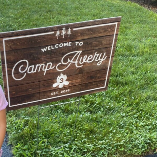 Camp Birthday Sign, Camp Welcome Sign, Outdoor Party Welcome Sign ...